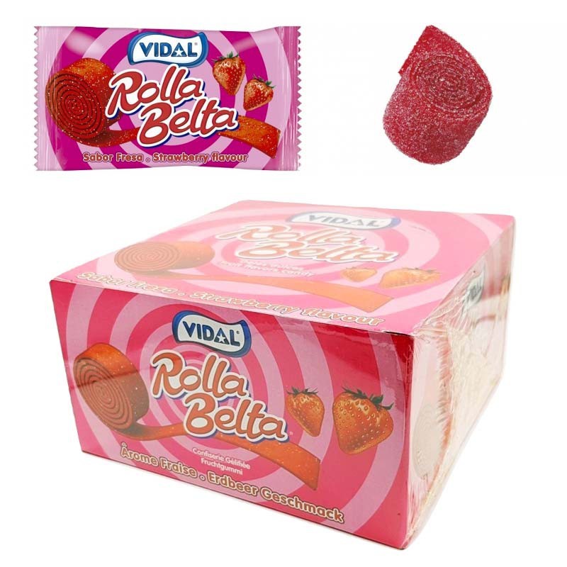 Rolla Belta fraise , rolla vidal, bonbon ruban,confiserie ruban fraise