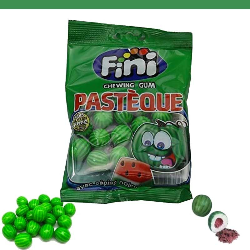 Chewing gum Fini Pastèque, bonbon pasteque,bubble gum forme pastèque