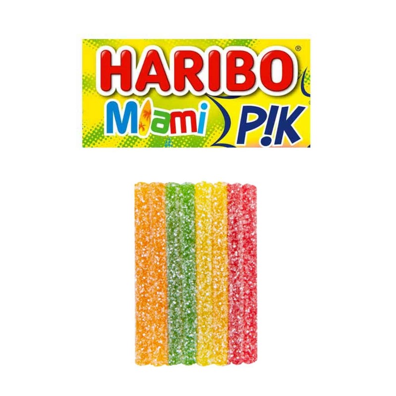 Miami Pik Sachet, bonbon Haribo Pik, ruban colore bonbon haribo