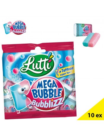 Méga Bubble Gum Bubblizz Lutti : 12 chewing-gums + tattoos fun