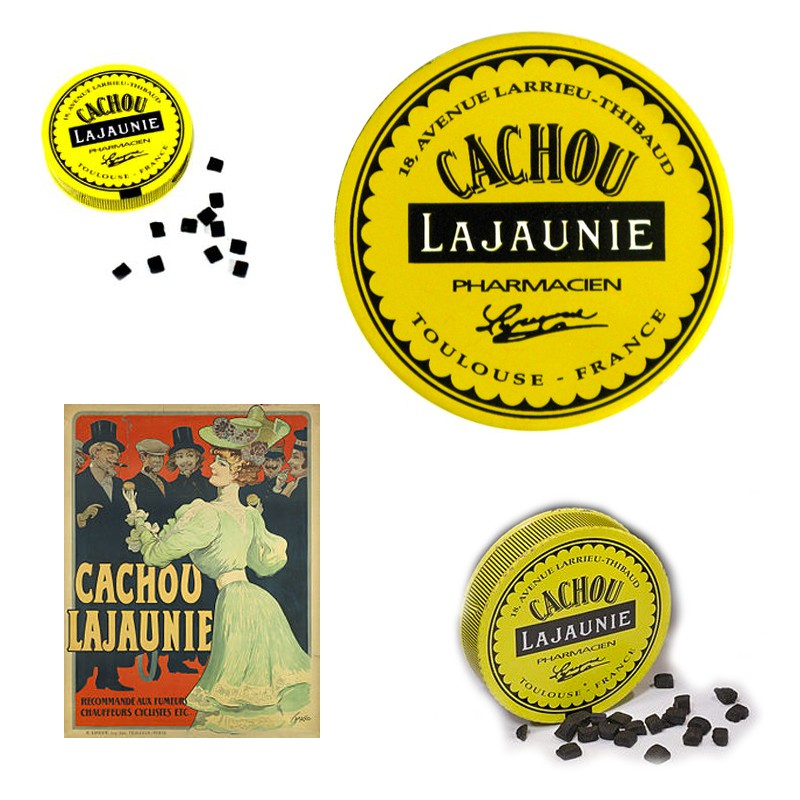 Cachou LaJaunie, cachou, pastille réglisse carré, cachou boite jaune