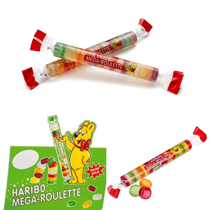 Haribo Méga roulette acidulée, grande roulette Fruit Haribo gélifié
