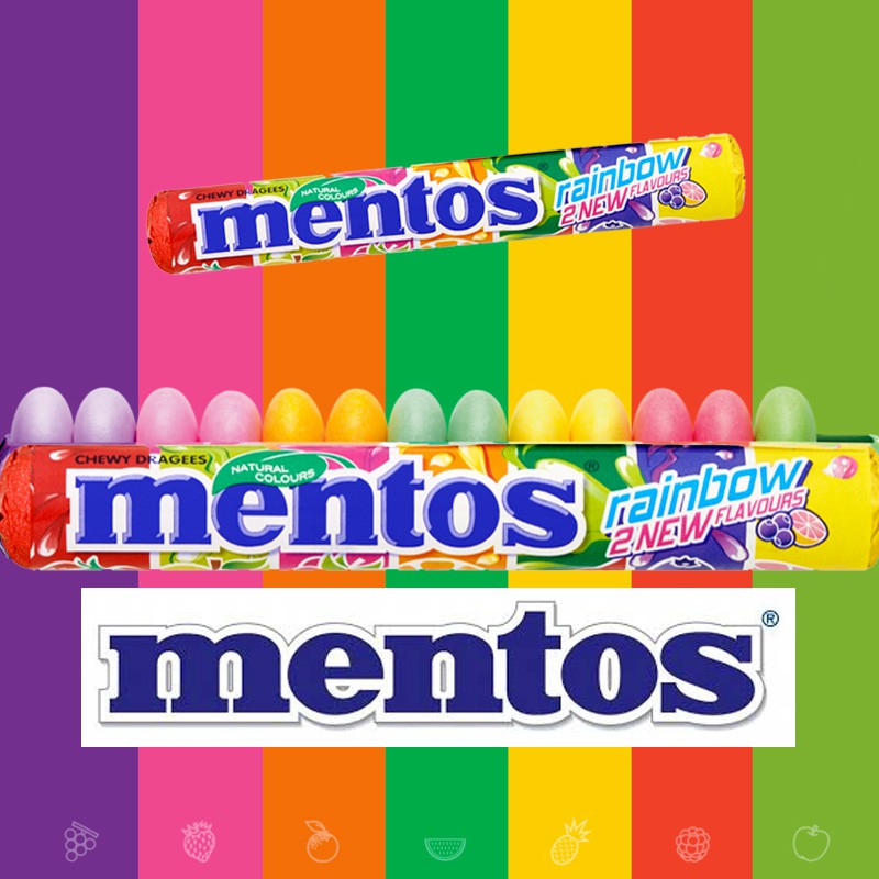 Mentos Rainbow, mentos fruits assortis, rouleau mentos rainbows ...