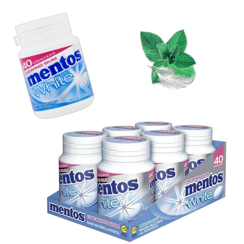 Mentos white menthe douce, chewing-gum mentos bottle