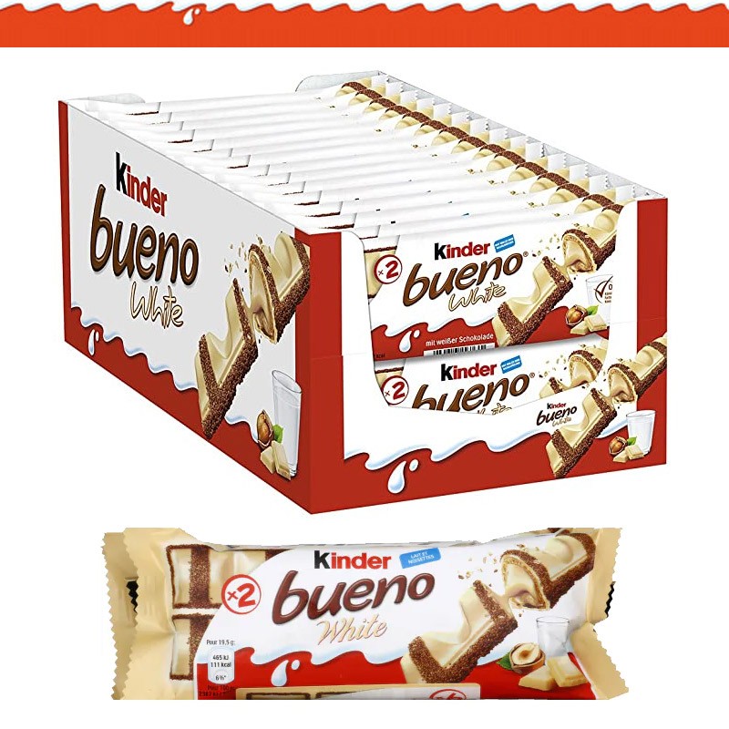 Kinder bueno White , barre kinder bueno white, chocolat kinder bueno