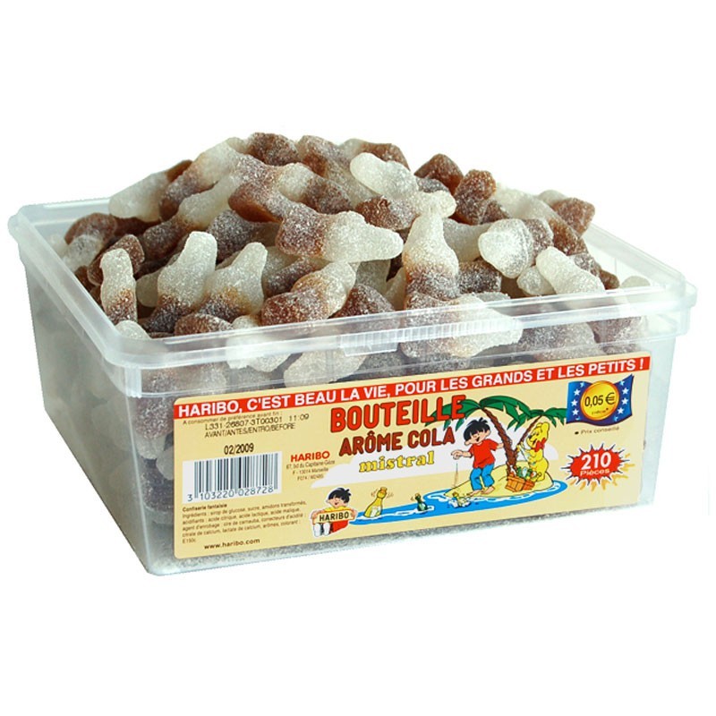 Cola Mistral Pik, bouteille cola Haribo boîte, Mistral Pik Haribo
